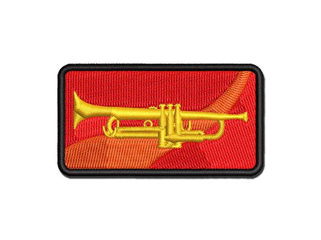 Trumpet Music Instrument Silhouette Multi-color Embroidered Iron-on or ...