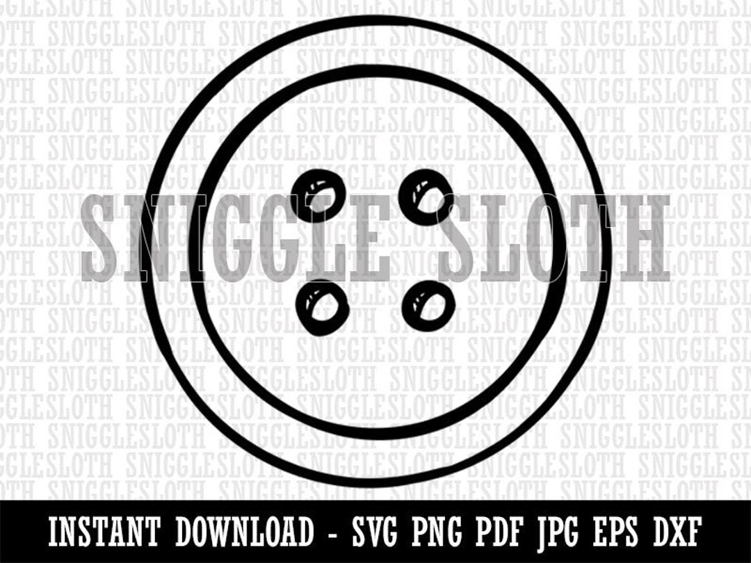 Hand Drawn Button Four Holes Sew Sewing Clipart Instant - Etsy