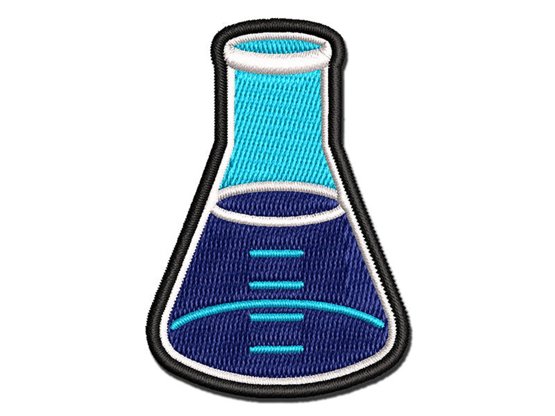 Glass Erlenmeyer Flask Chemistry Science Multi-color Embroidered Iron ...