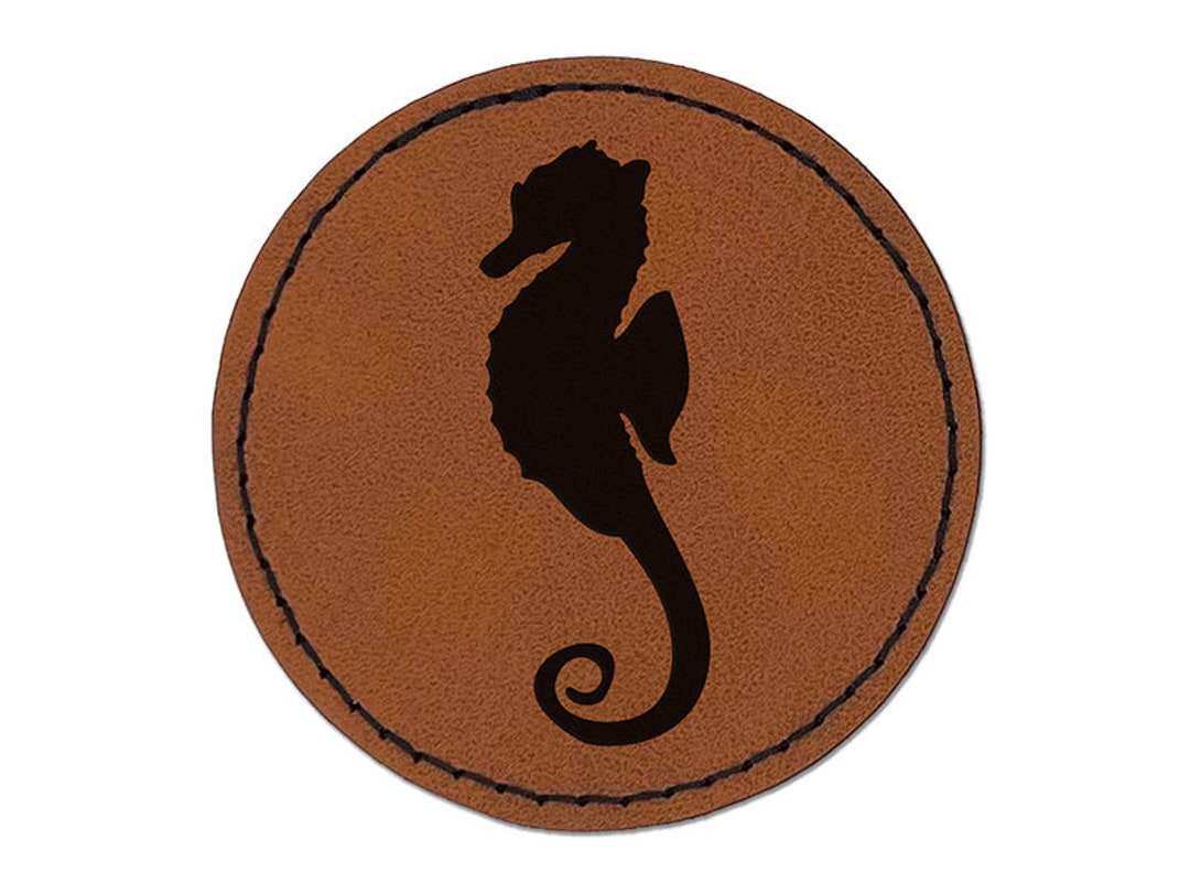 Seahorse Solid Round Iron-on Engraved Faux Leather Patch - Etsy