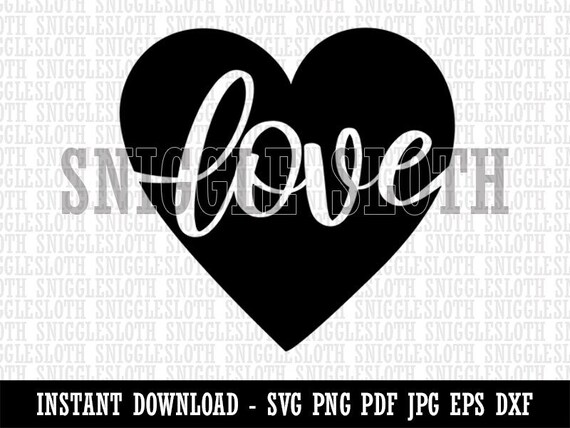 Love Script in Heart Clipart Instant Digital Download SVG EPS - Etsy