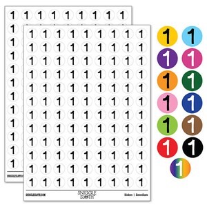 Number 1 One Cute Typewriter Font 0.50 Round Sticker Pack - Etsy