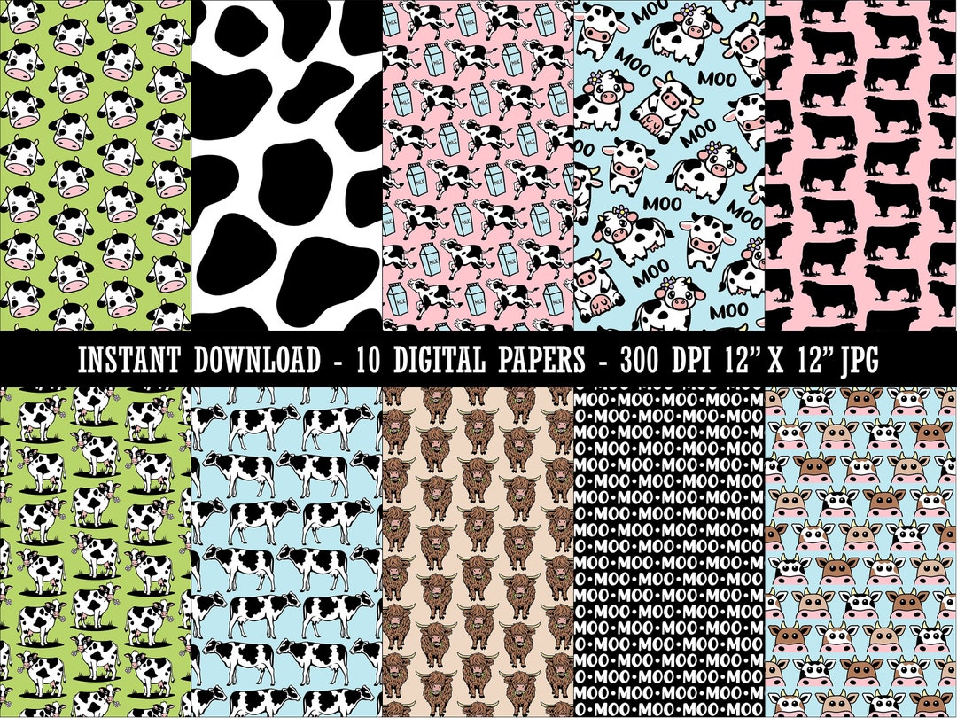 Moo Cows Background Digital Paper Download JPG PDF PNG File - Etsy