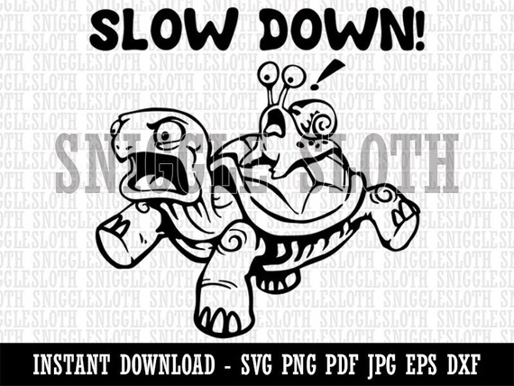 Slow Down Turtle Tortoise and Snail Clipart Instant Digital - Etsy