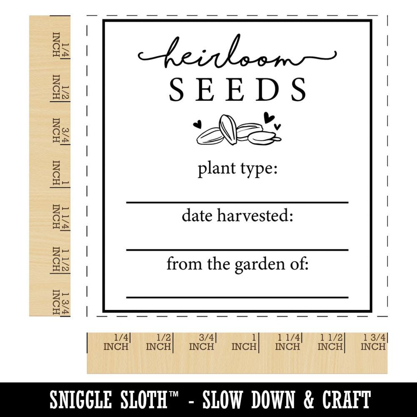 Sweet Elegant Heirloom Seed Packet Label Square Rubber Stamp | Etsy
