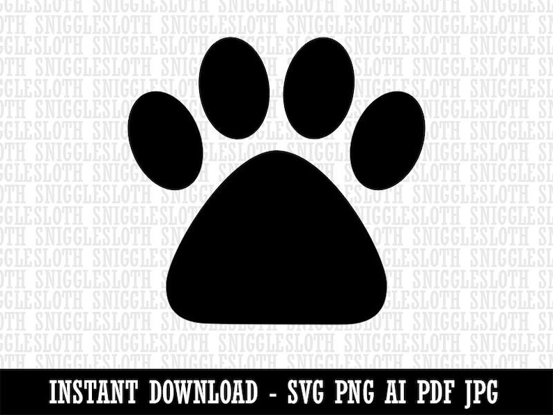 Paw Print Solid Clipart Instant Digital Download AI PDF SVG | Etsy