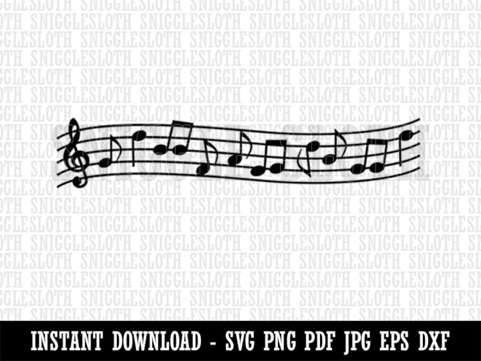 Music Staff With Notes Clipart Instant Digital Download SVG - Etsy