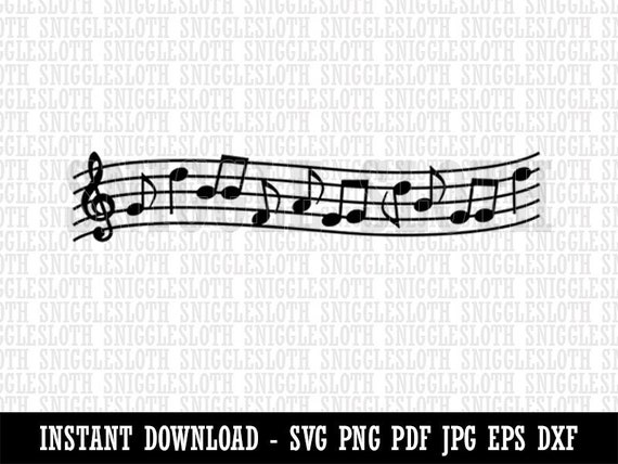 Music Staff With Notes Clipart Instant Digital Download SVG - Etsy