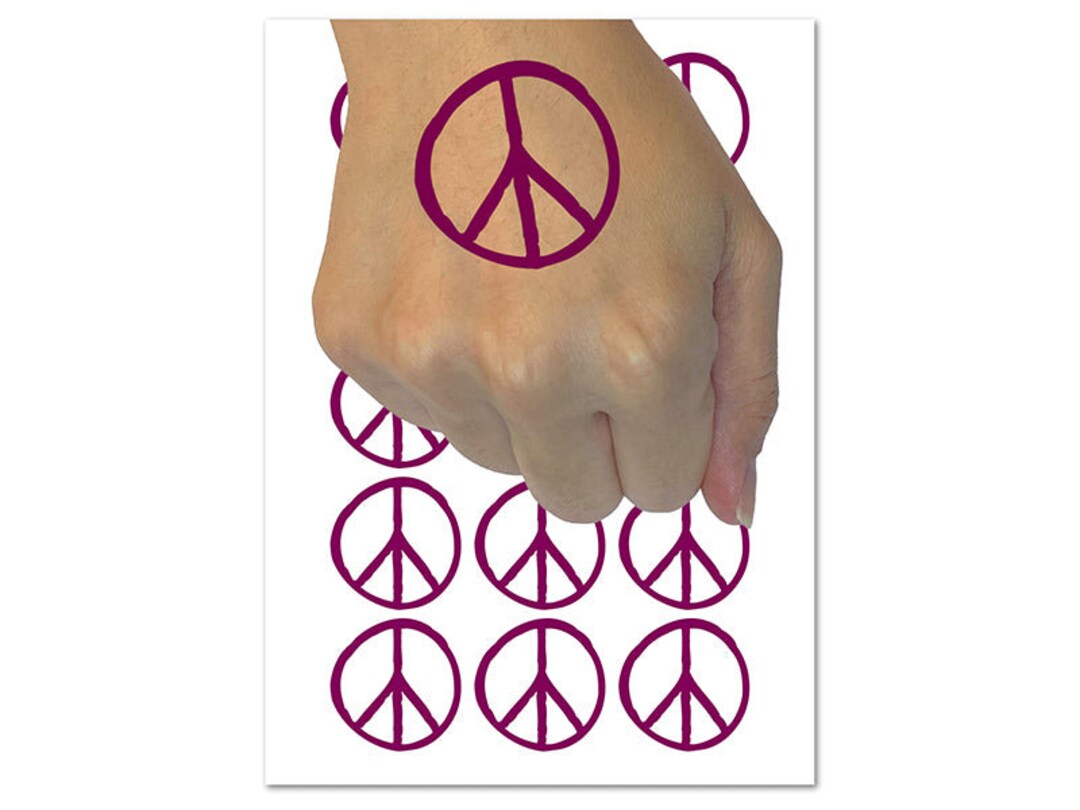 Peace Sign Sketch Temporary Tattoo Water Resistant Fake Body Art Set ...