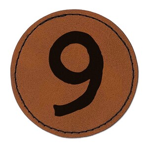 Number 9 Nine Cute Typewriter Font Round Iron-on Engraved Faux - Etsy