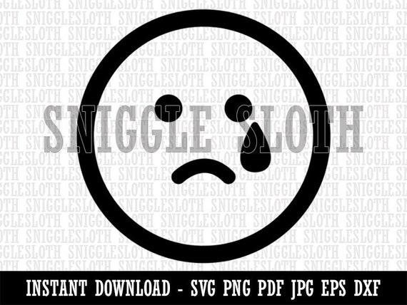 Sad Tear Crying Frown Face Emoticon Clipart Instant Digital | Etsy