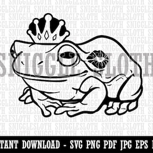 Fairy Tale Frog Prince With Crown and Kiss Clipart Digital Download SVG ...