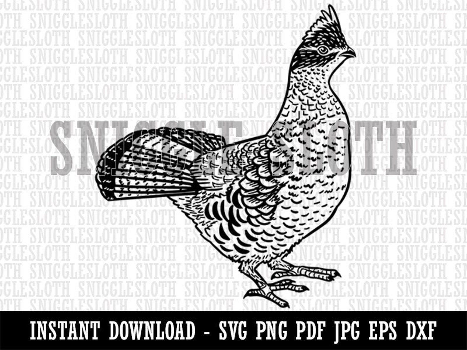 Ruffed Grouse on Alert Clipart Instant Digital Download SVG - Etsy