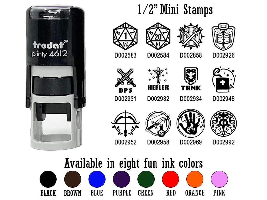Fantasy RPG Gaming Classes Roles Dice 1/2 Self-inking Rubber Stamp Ink ...