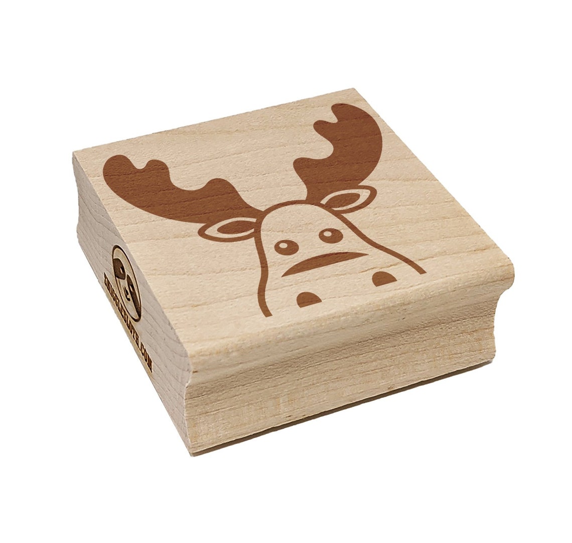 Peeking Moose Square Rubber Stamp for Stamping Crafting | Etsy