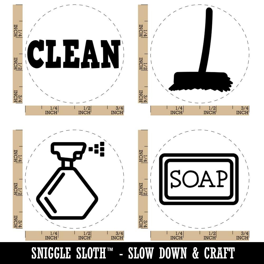 Cleaning Spray Bottle Broom Sweep Soap Rubber Stamp Set for - Etsy