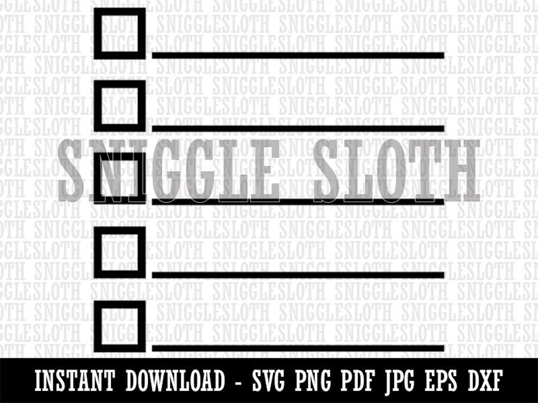 Bulleted Check List Checklist Squares and Lines Clipart Digital ...