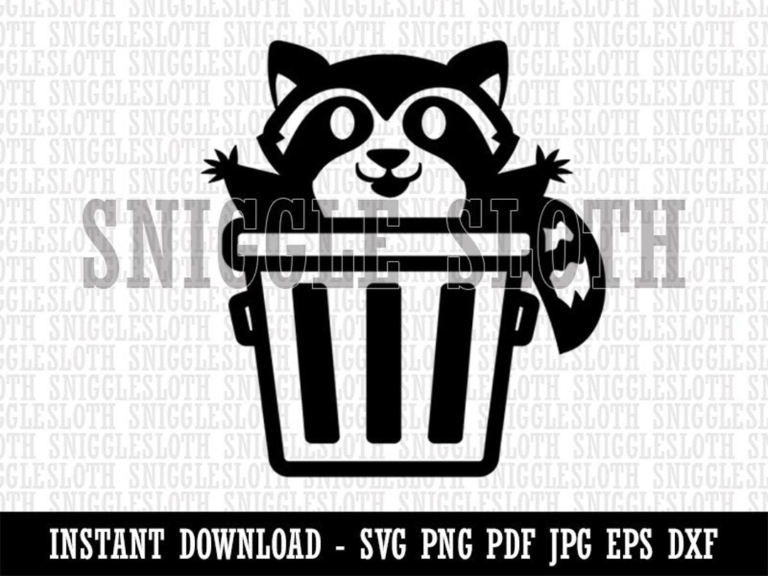 Lively Raccoon in Trash Can Clipart Instant Digital Download SVG EPS ...