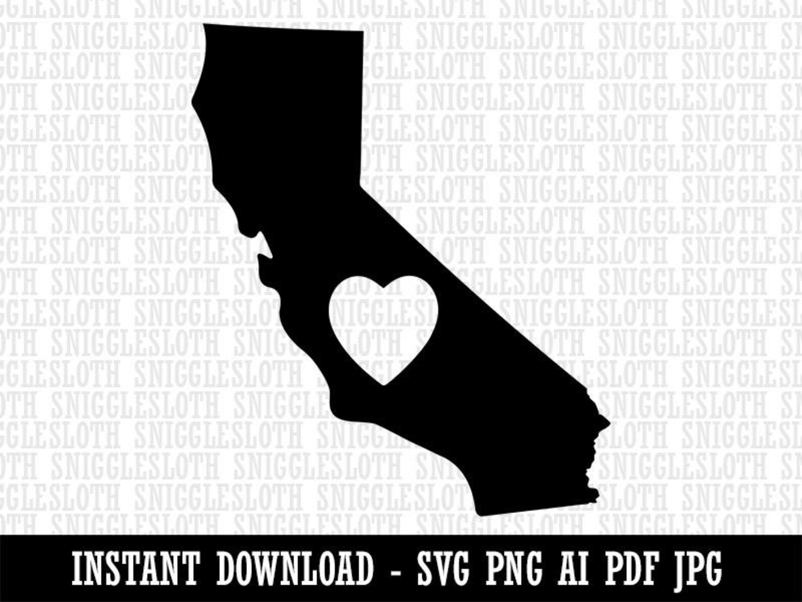 California State With Heart Clipart Instant Digital Download | Etsy