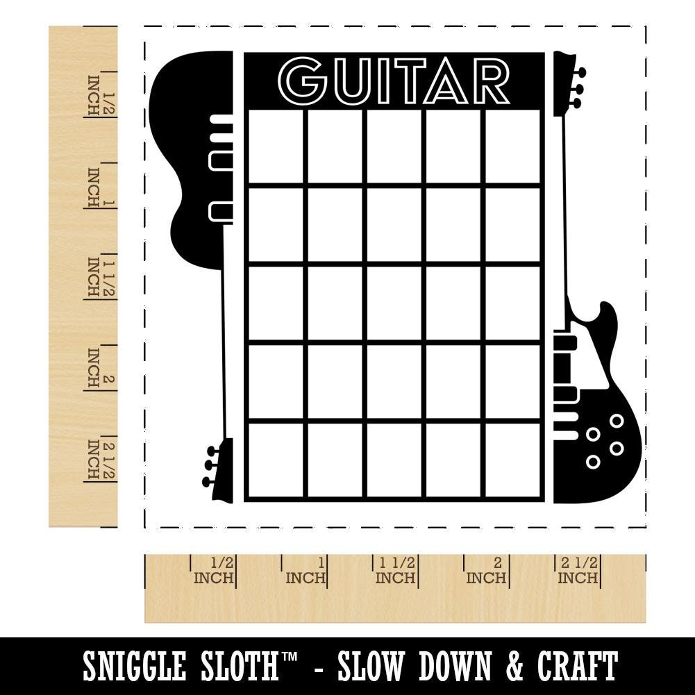 Split Electric Guitar Chord Chart Square Rubber Stamp for | Etsy