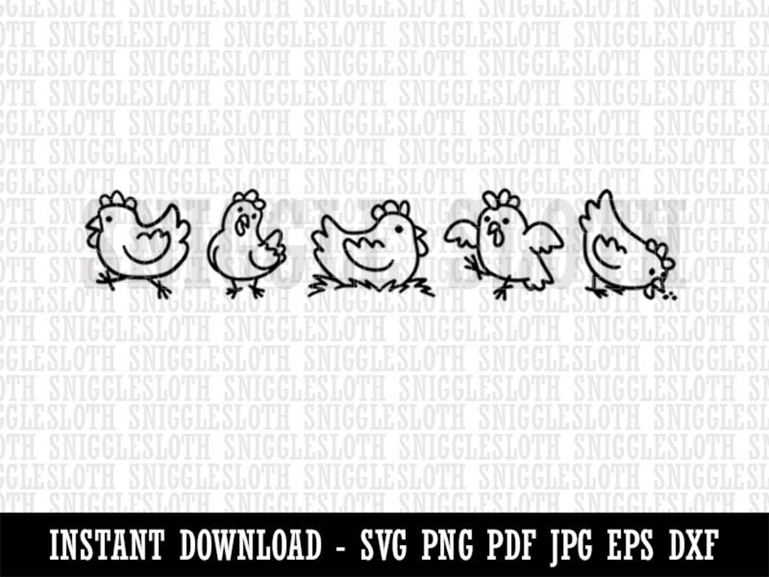 Cartoony Chicken Border Clipart Instant Digital Download SVG EPS PNG ...