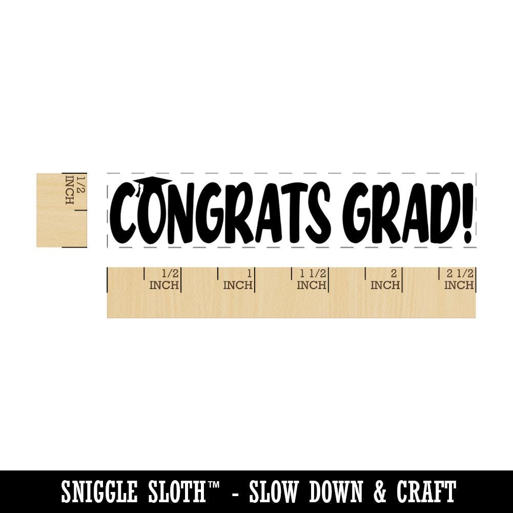 Congrats Grad Graduate Graduation Rectangle Rubber Stamp for | Etsy