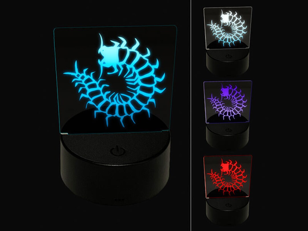 Creepy Crawly Centipede 3D Illusion LED Night Light Sign Nightstand ...