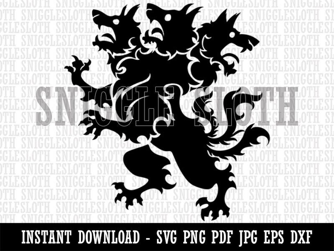 Heraldic Cerberus Three Headed Dog Clipart Instant Digital Download SVG ...