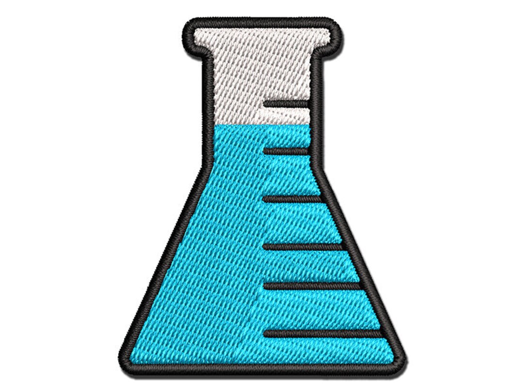 Science Chemistry Beaker Flask Multi-color Embroidered Iron-on Patch ...