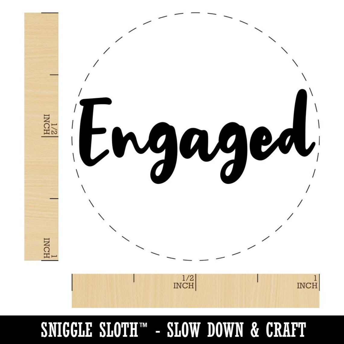 Engaged Engagement Wedding Cursive Text Rubber Stamp for | Etsy