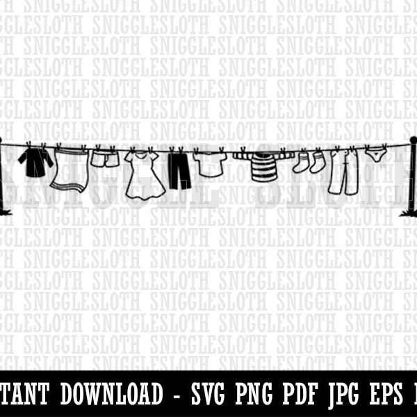 Clothes Line Clipart - Etsy