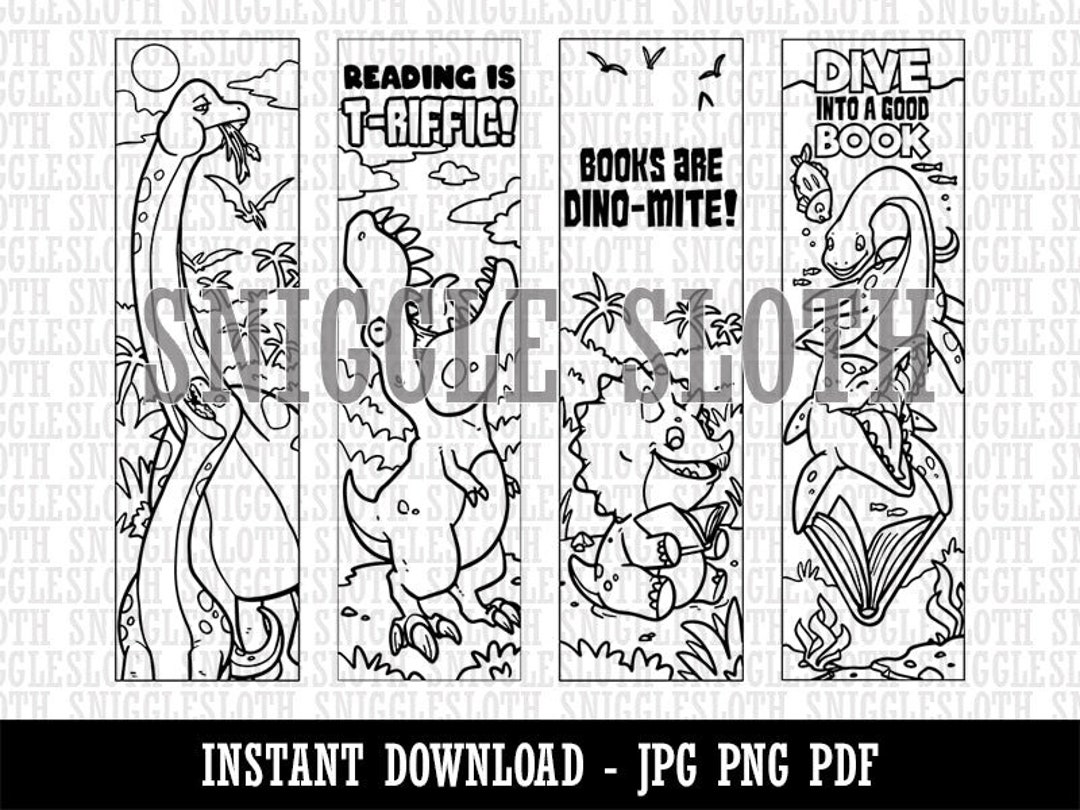 Dinosaurs Dino Mite Tyrannosaurus Coloring Bookmarks Instant - Etsy