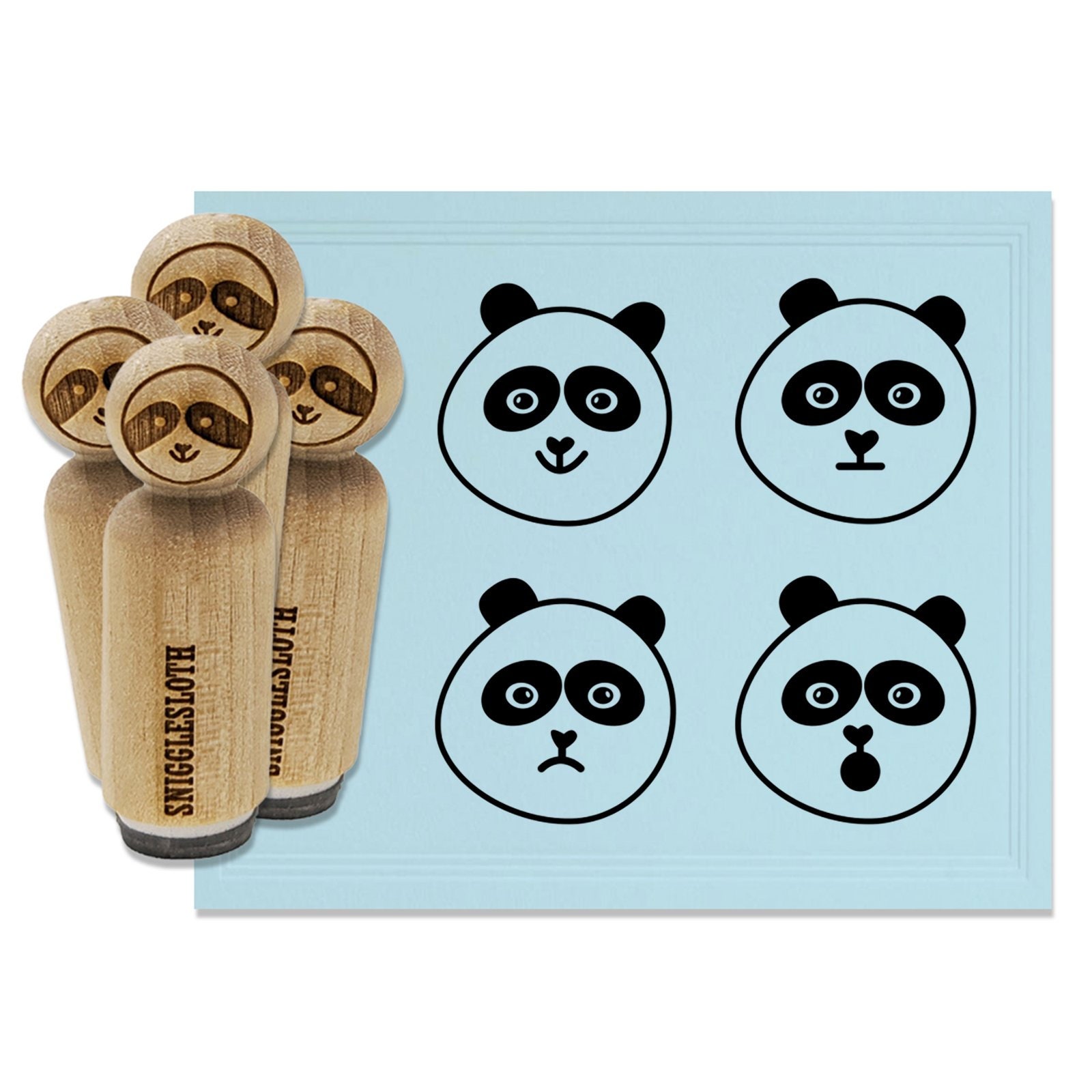 Panda Faces Happy Sad Surprised Unamused Meh Rubber Stamp Set - Etsy