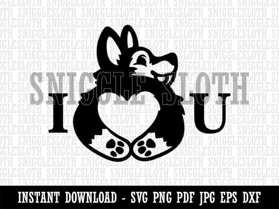 I Love You Heart Shaped Corgi Butt Valentine's Day Clipart - Etsy