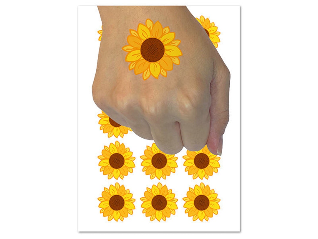 Cute Sunflower Doodle Temporary Tattoo Water Resistant Fake Body Art ...