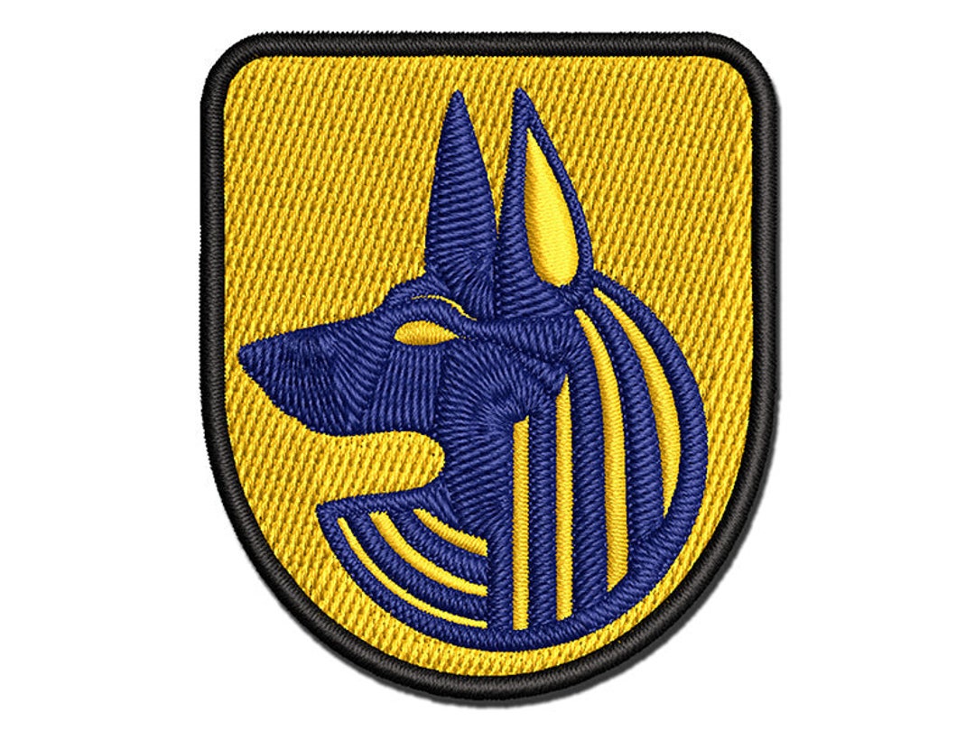 Anubis Head Egyptian God of Death Multi-color Embroidered Iron-on or Hook & Loop Patch Applique ...