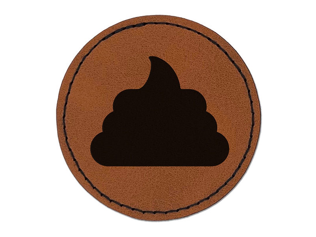 Poop Symbol Emoticon Solid Round Iron-on Engraved Faux Leather - Etsy