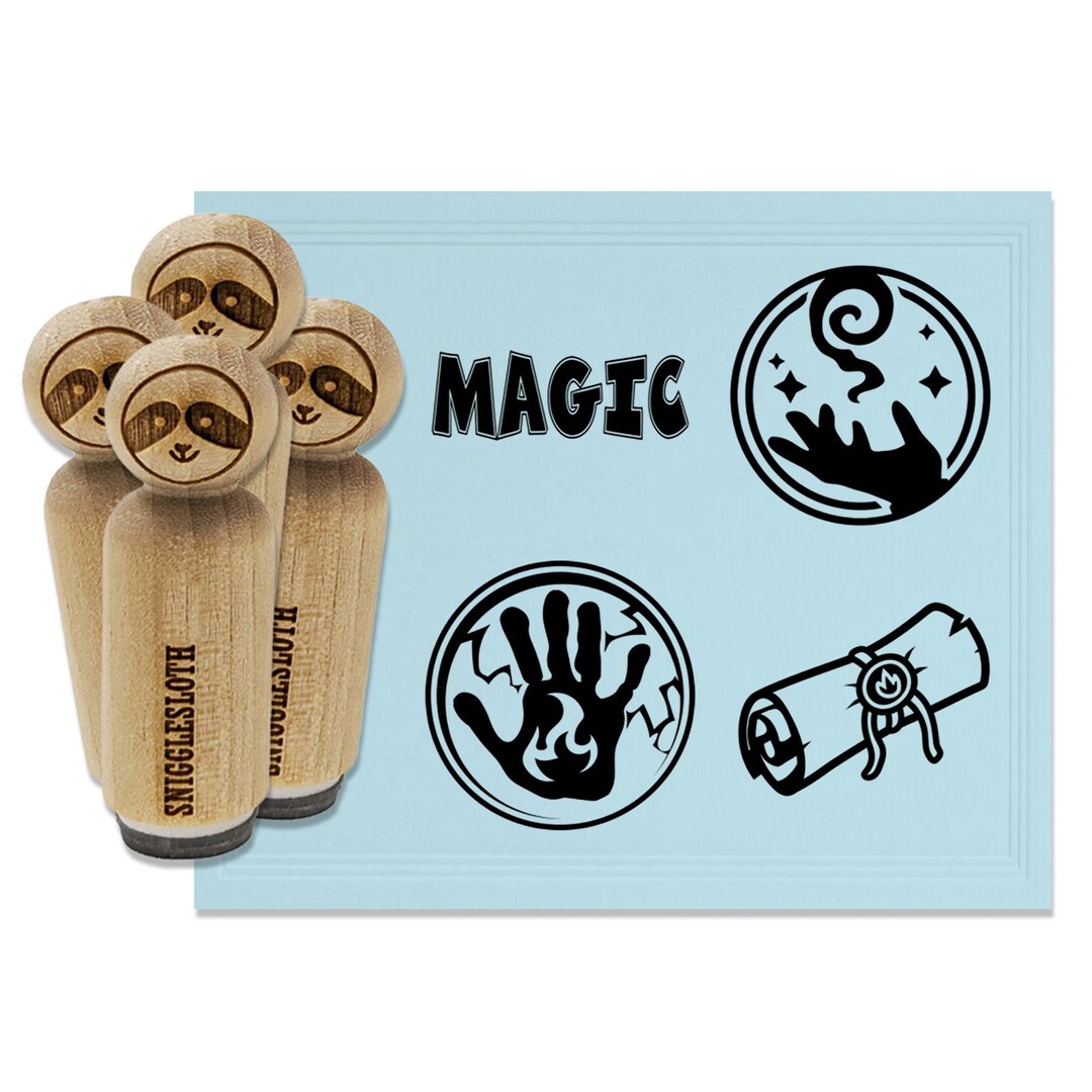 Magic Spells Scroll Sorcerer Mage Wizard Rubber Stamp Set for - Etsy