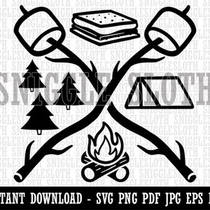 Camping S'mores Campfire Tent Marshmallows Clipart Digital | Etsy