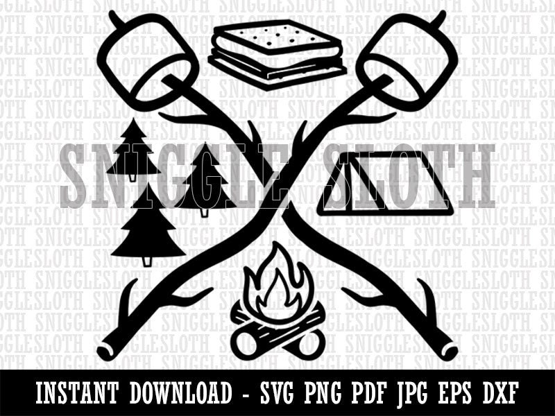 Camping S'mores Campfire Tent Marshmallows Clipart Digital | Etsy