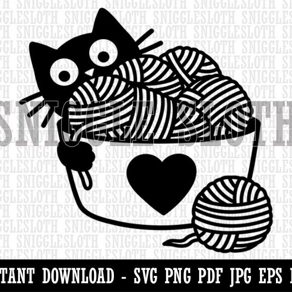 Cat Playing Yarn Svg - Etsy