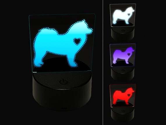 Samoyed Dog With Heart 3D Illusion LED Night Light Sign - Etsy