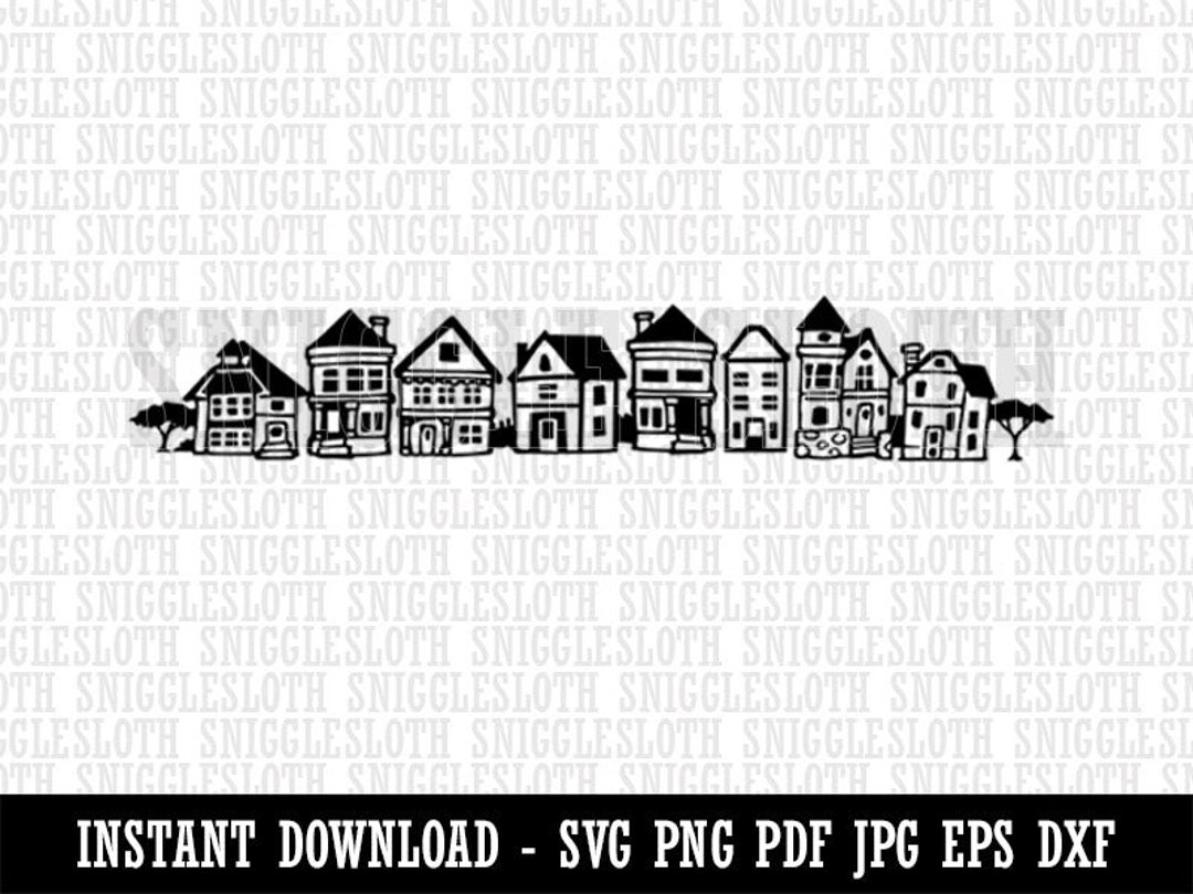 Cute Houses Homes Neighborhood Clipart Instant Digital Download SVG EPS ...