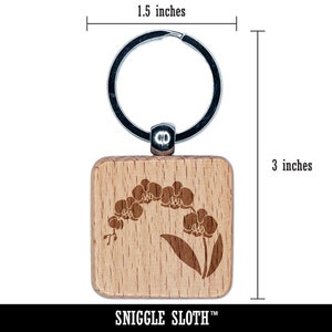 Stem of Orchids Flowers Engraved Wood Square Keychain Tag Charm - Etsy