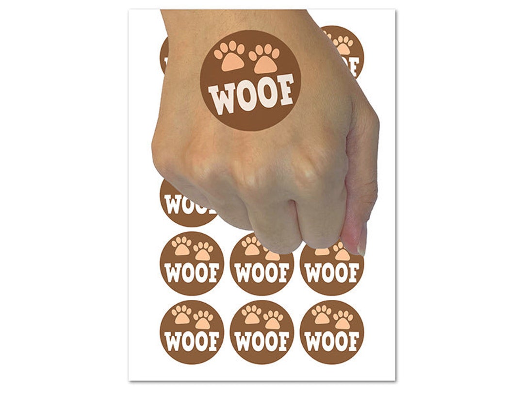 Woof Dog Paw Prints Fun Text Temporary Tattoo Water Resistant Fake Body ...