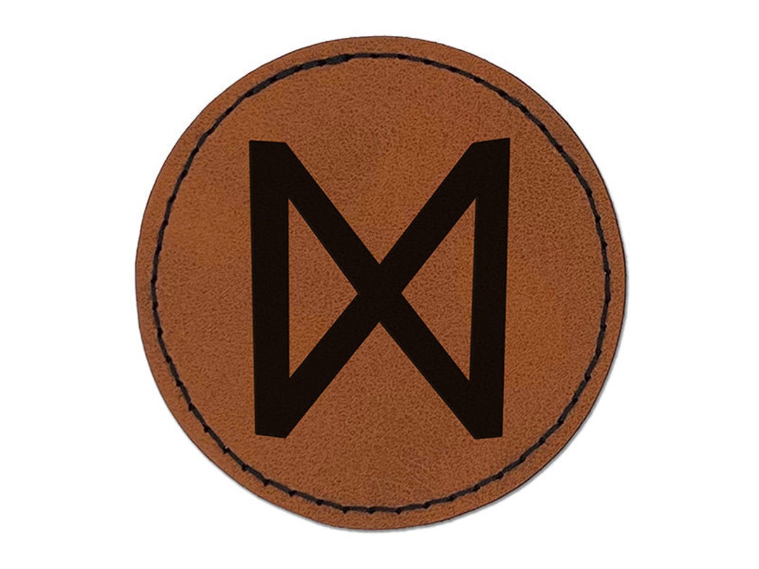 Norse Viking Dwarven Rune Letter D Round Iron-on Engraved Faux Leather ...