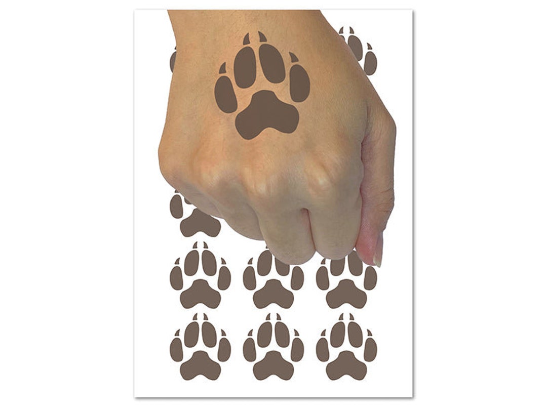 Wolf Coyote Paw Print Temporary Tattoo Water Resistant Fake Body Art ...