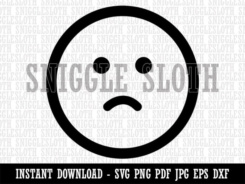 Sad Frown Face Emoticon Clipart Instant Digital Download SVG - Etsy