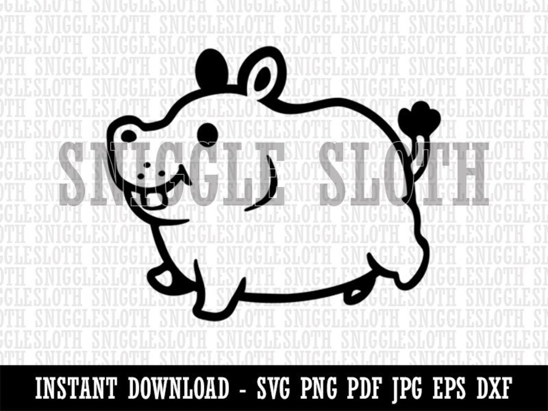 Chubby Round Hippo Hippopotamus Clipart Instant Digital - Etsy