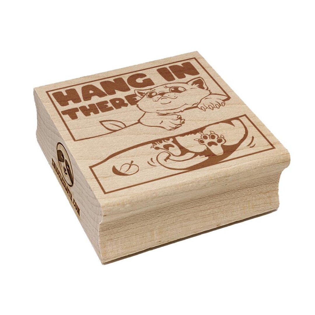 Hang in There Cat Square Rubber Stamp for Stamping Crafting - Etsy